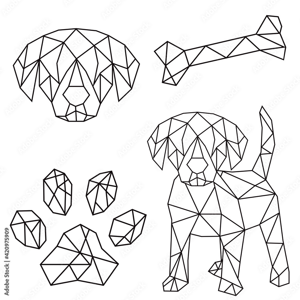 Dog line art symbols, vector illustration Stock Vector | Adobe Stock