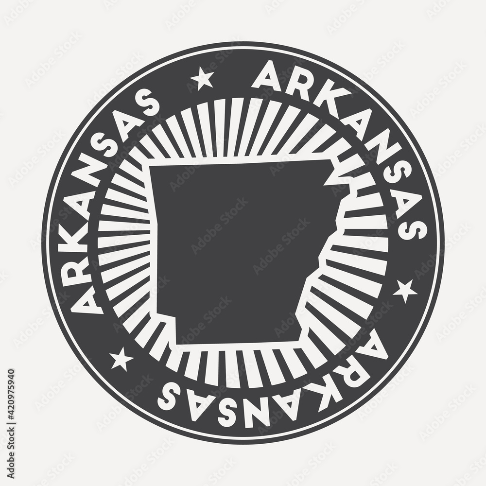 Arkansas round logo. Vintage travel badge with the circular name and ...