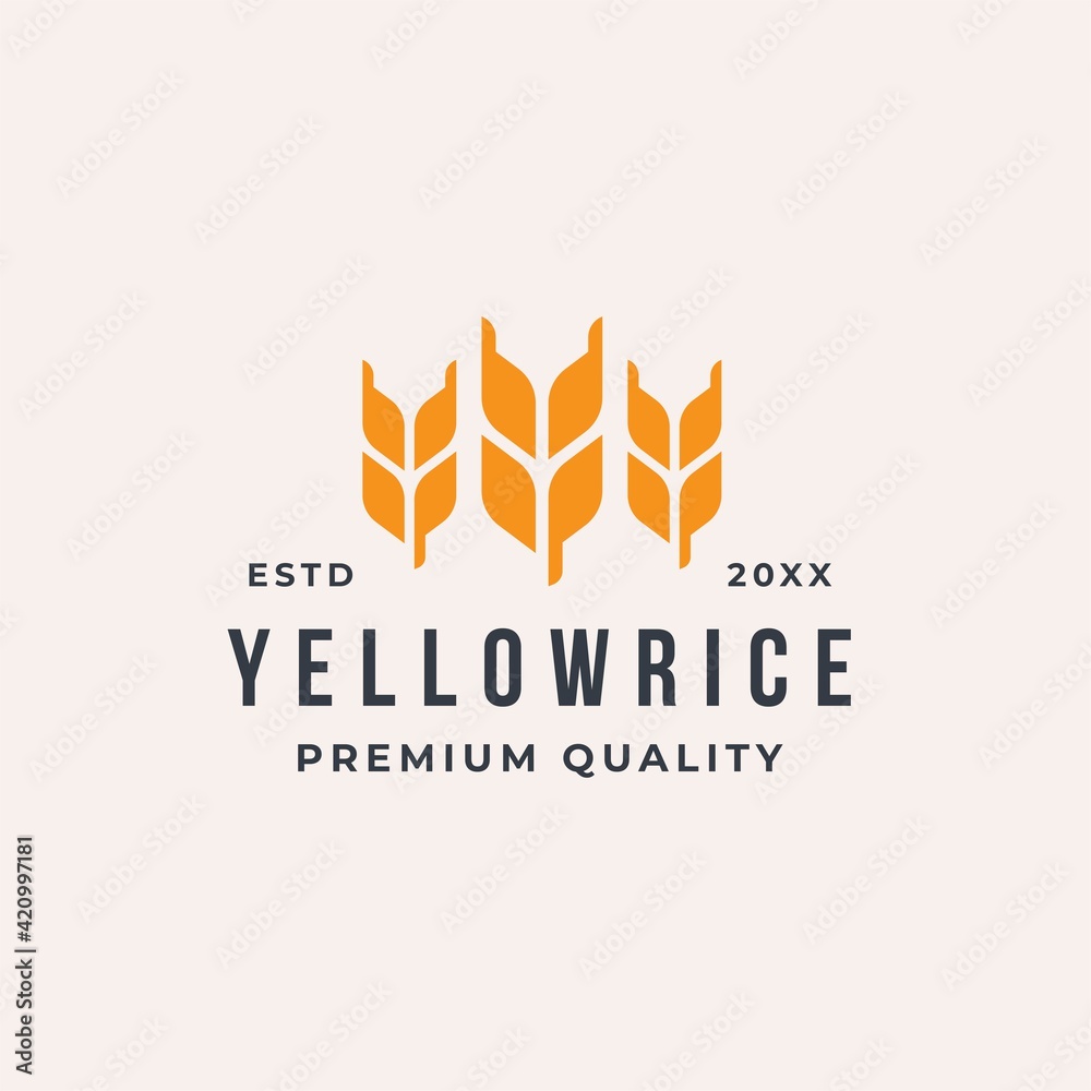 Yellow rice wreath logo with minimalist design Stock Vector | Adobe Stock