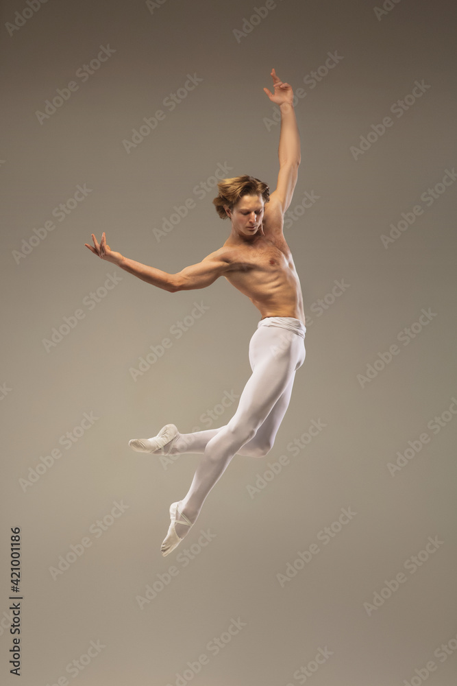 Aesthetic. Young and graceful ballet dancer isolated on studio ...