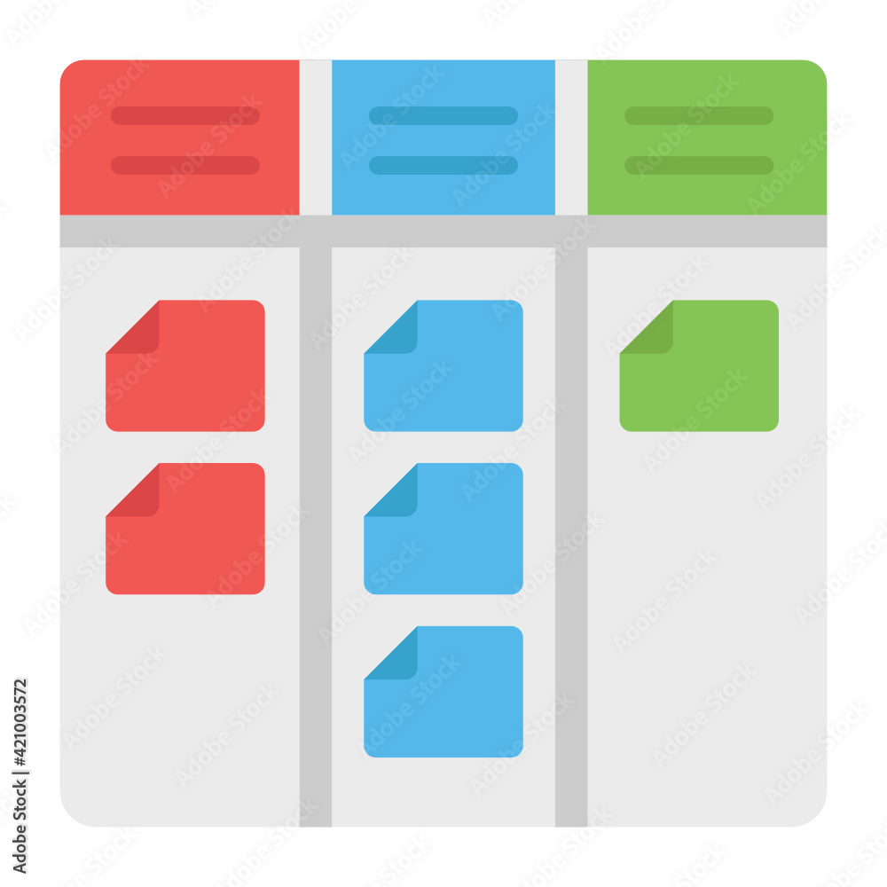 Kanban Board Concept, Task Management Vector Color Icon Design ...