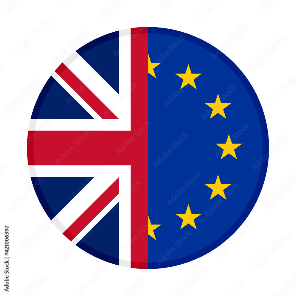 round icon with union jack and european union flags Stock Vector ...