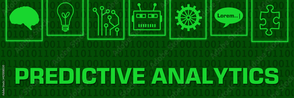 Predictive Analytics Green Neon Binary Symbols On Top Horizontal Stock ...