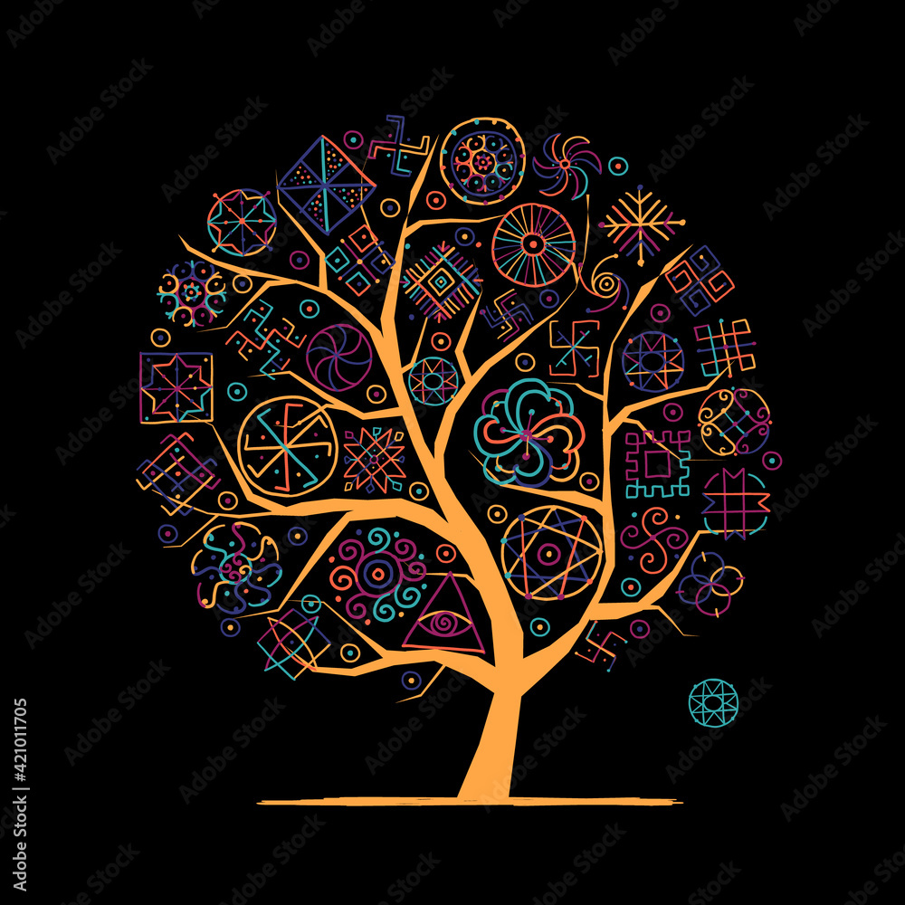 Sacred geometry, art tree. Alchemy, religion, philosophy, spirituality ...