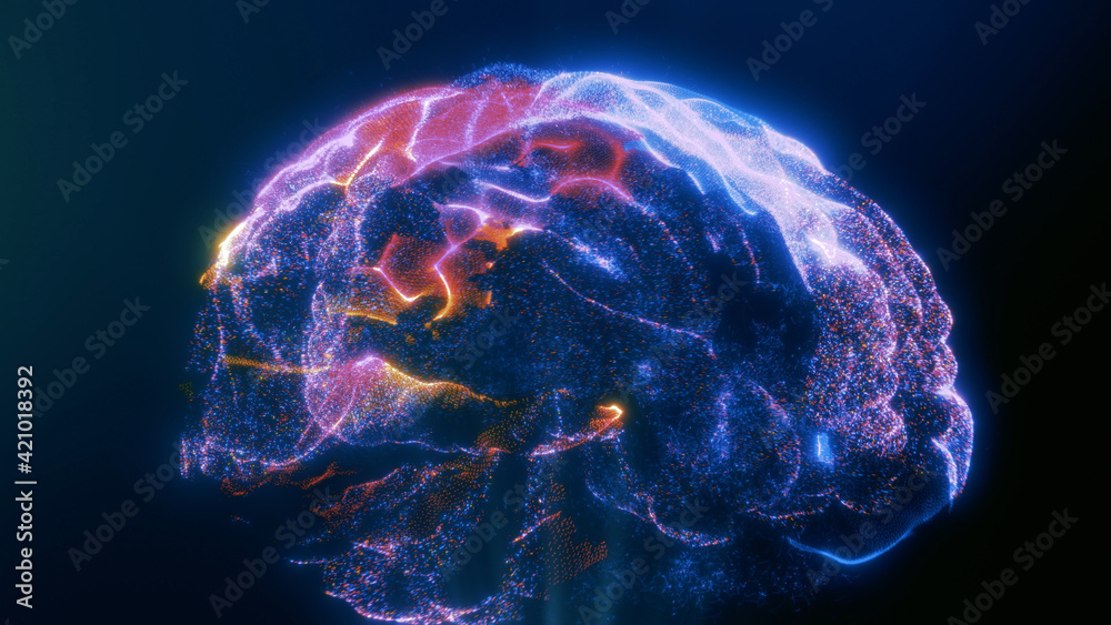 Colorful Artificial Intelligence 3d model. AI. Human brain. Nano ...