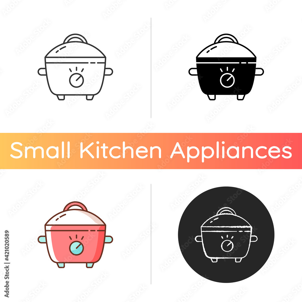 Slow cooker icon. Porcelain crock pot. Electric utensil for food ...