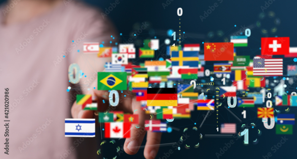 World map with all states and their flags Stock Photo | Adobe Stock