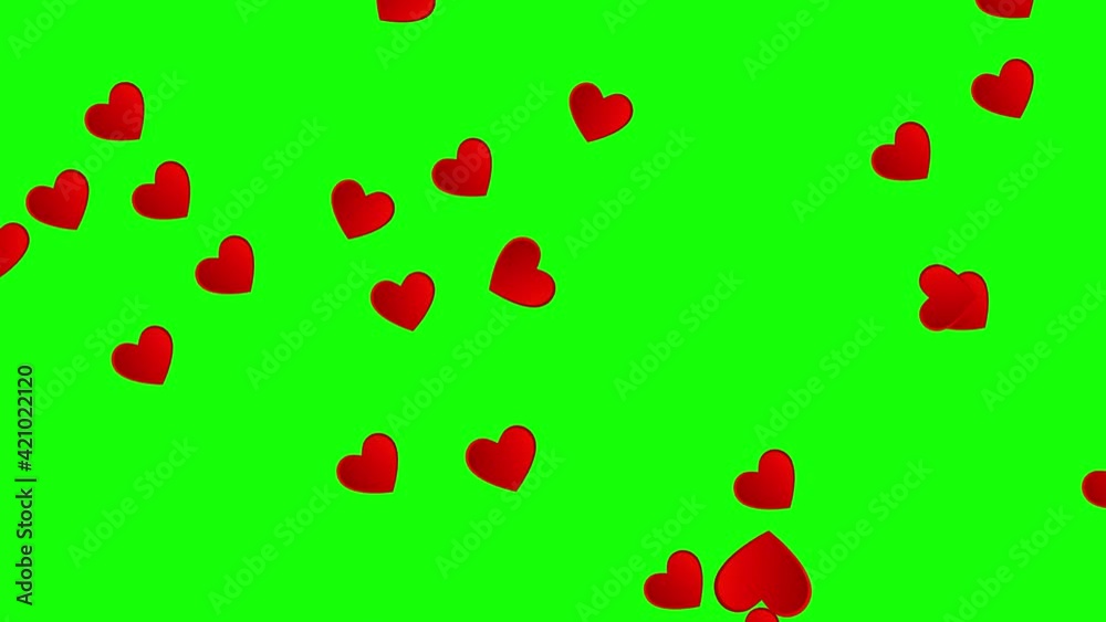 Flying hearts animation on green screen. 4k 2d video template Stock ...