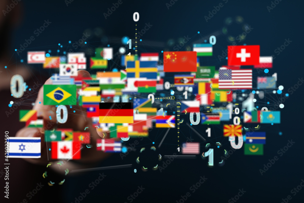 World map with all states and their flags Stock Photo | Adobe Stock