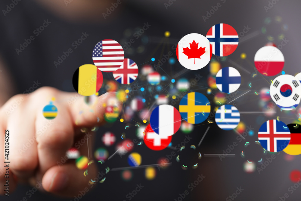 World map with all states and their flags Stock Photo | Adobe Stock