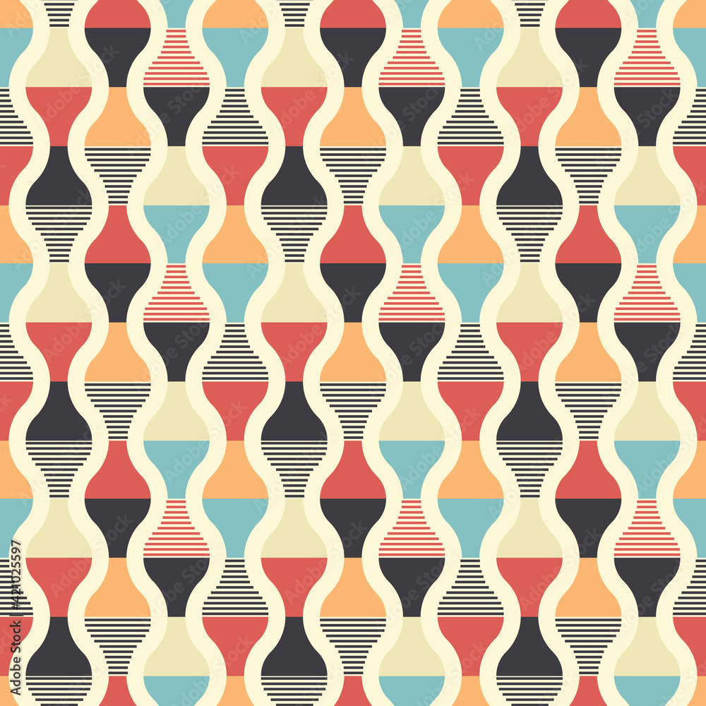 Retro seamless pattern design - colorful nostalgic repeat background ...