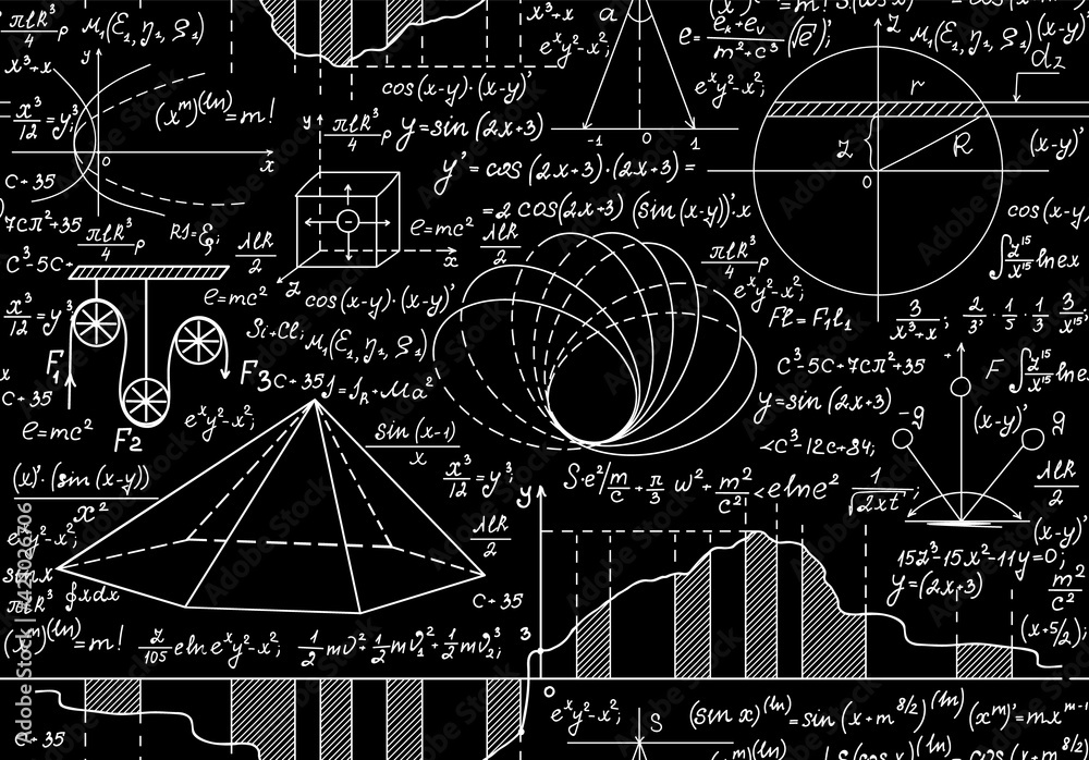Mathematical scientific vector seamless pattern with equations ...