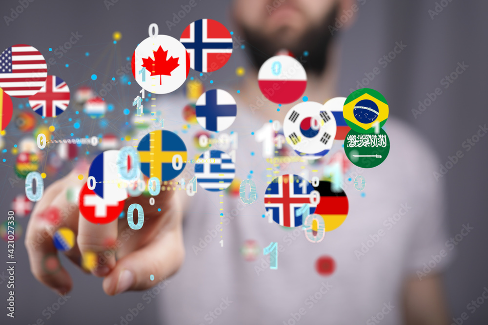 World map with all states and their flags Stock Photo | Adobe Stock