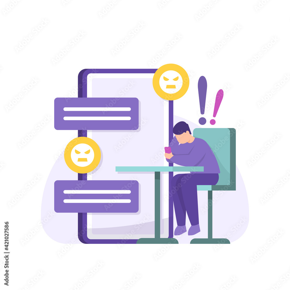a concept of cyberbullying, victim doxing. illustration of a man who is ...