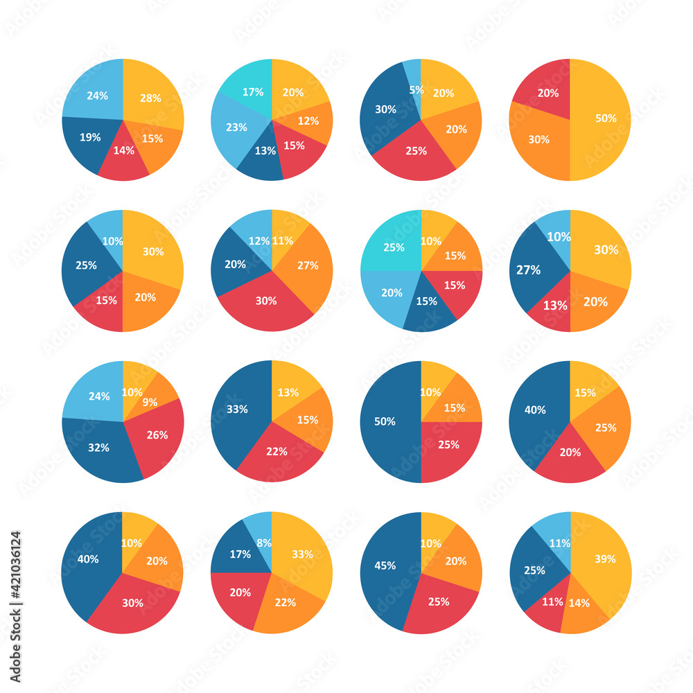 Infographic pie graph set. Vector illustration. Colorful diagram ...