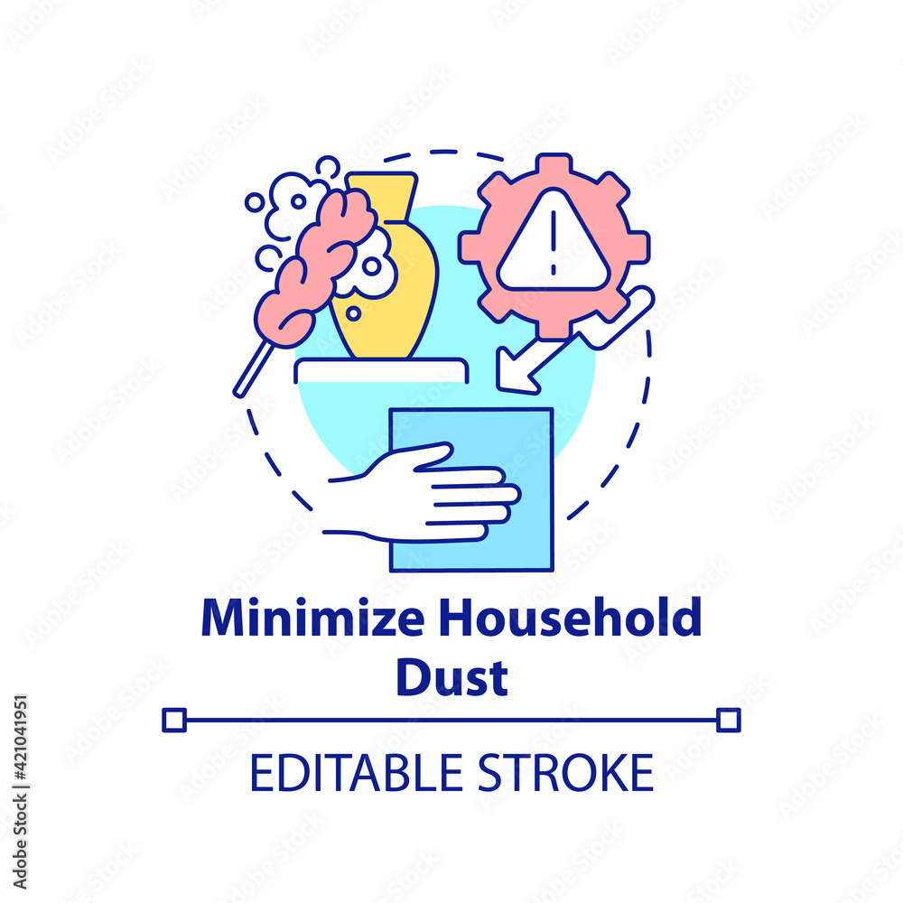 Minimize household dust concept icon. Avoiding microplastics tips idea ...