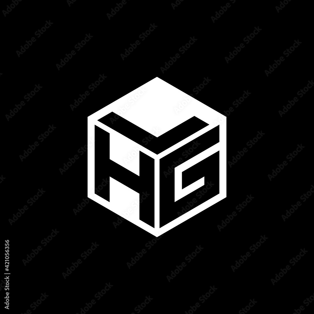 HGL letter logo design with black background in illustrator, cube logo ...