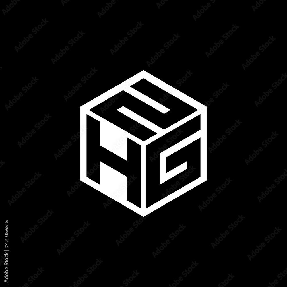 HGN letter logo design with black background in illustrator, cube logo ...