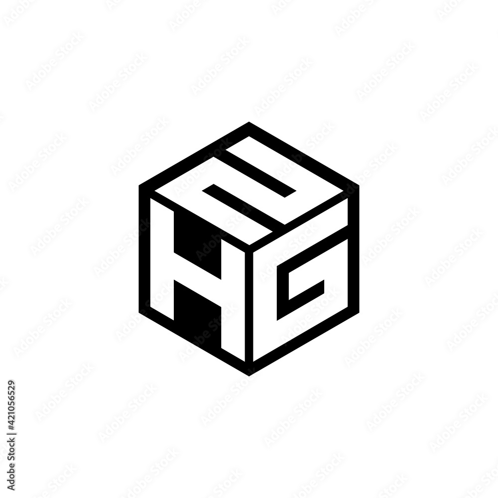 HGN letter logo design with white background in illustrator, cube logo ...