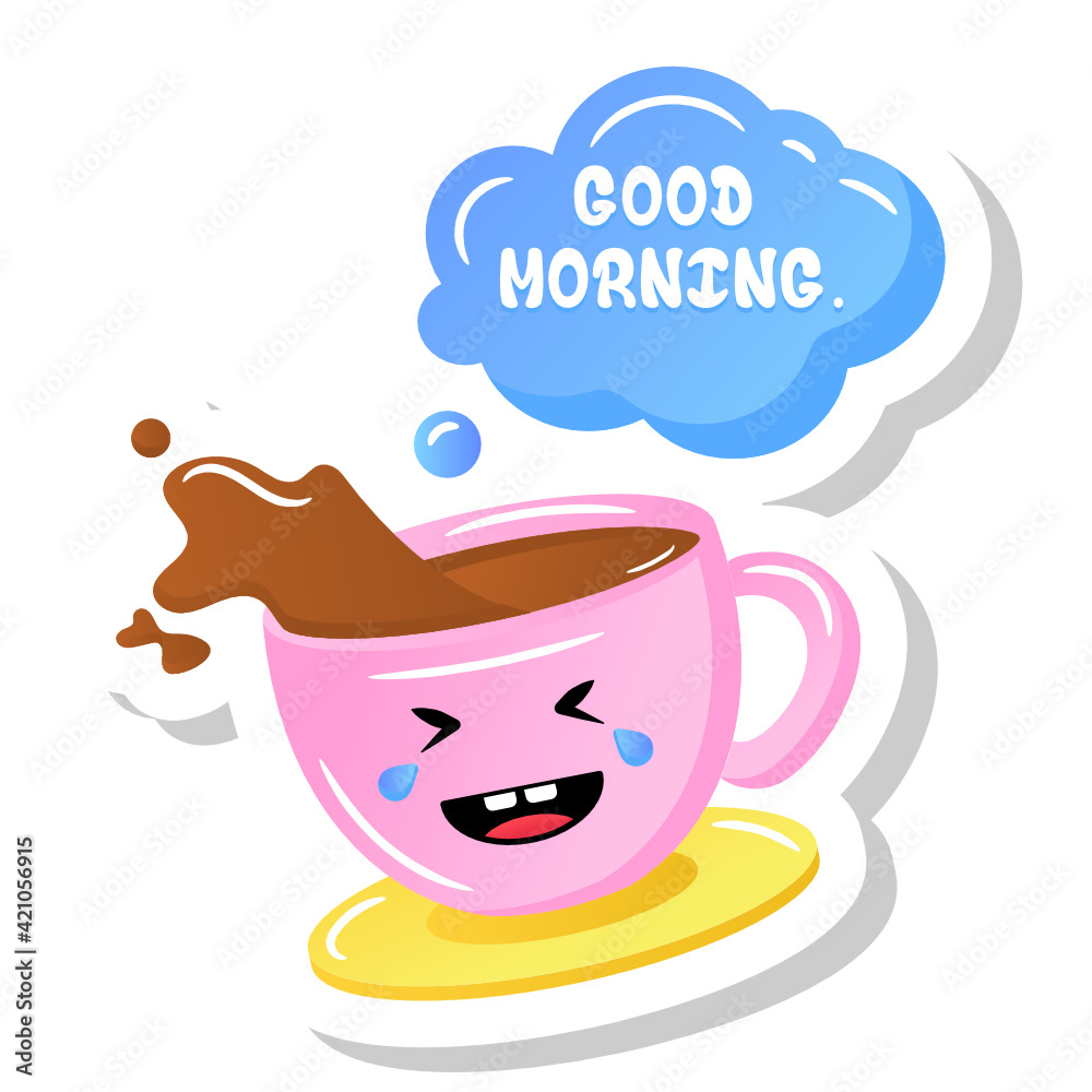 A flat morning tea vector, printable sticker Stock Vector | Adobe Stock