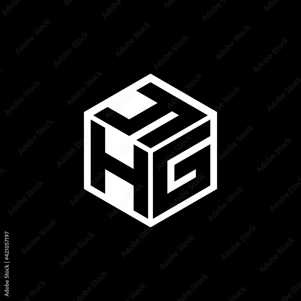 HGY letter logo design with black background in illustrator, cube logo ...