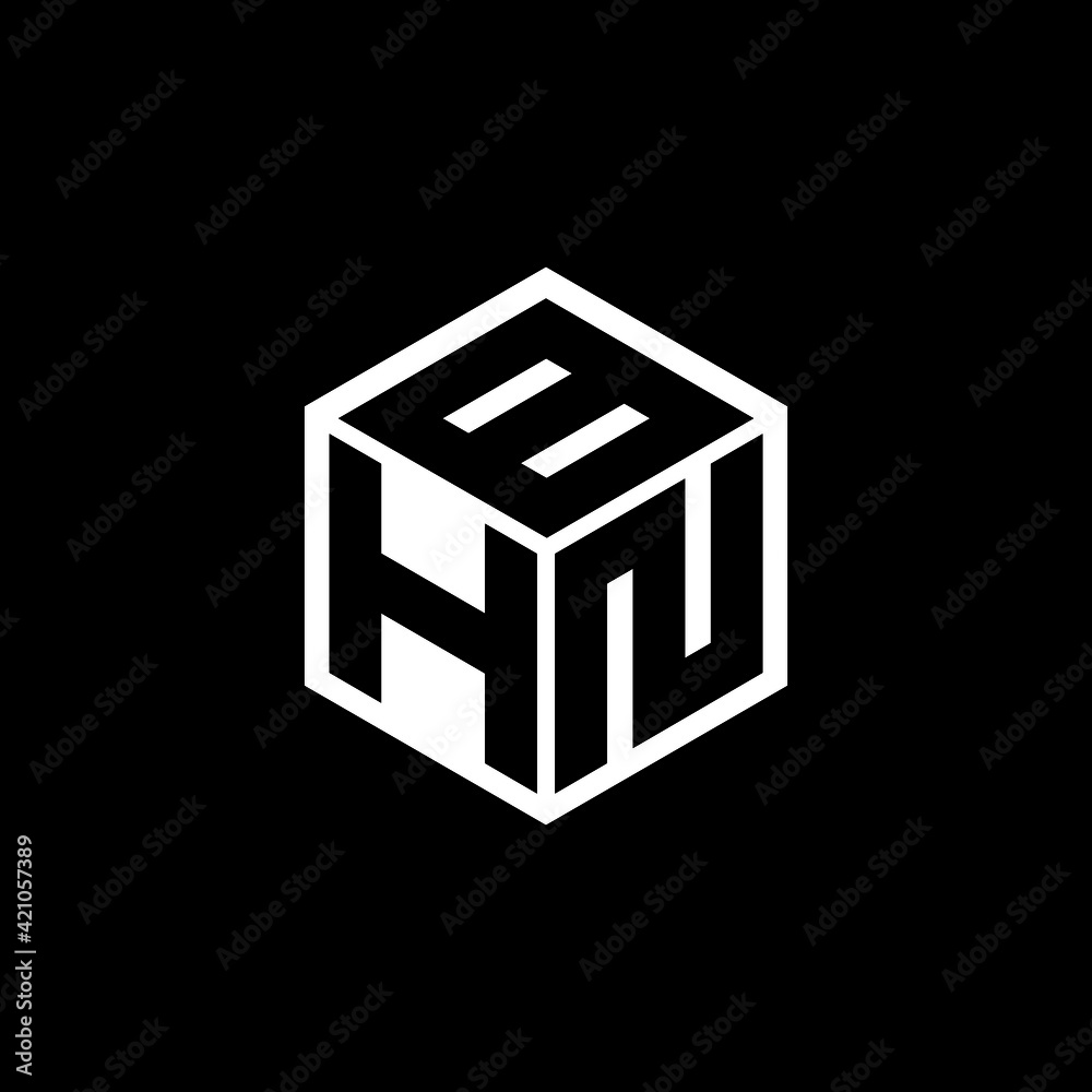 HNB letter logo design with black background in illustrator, cube logo ...
