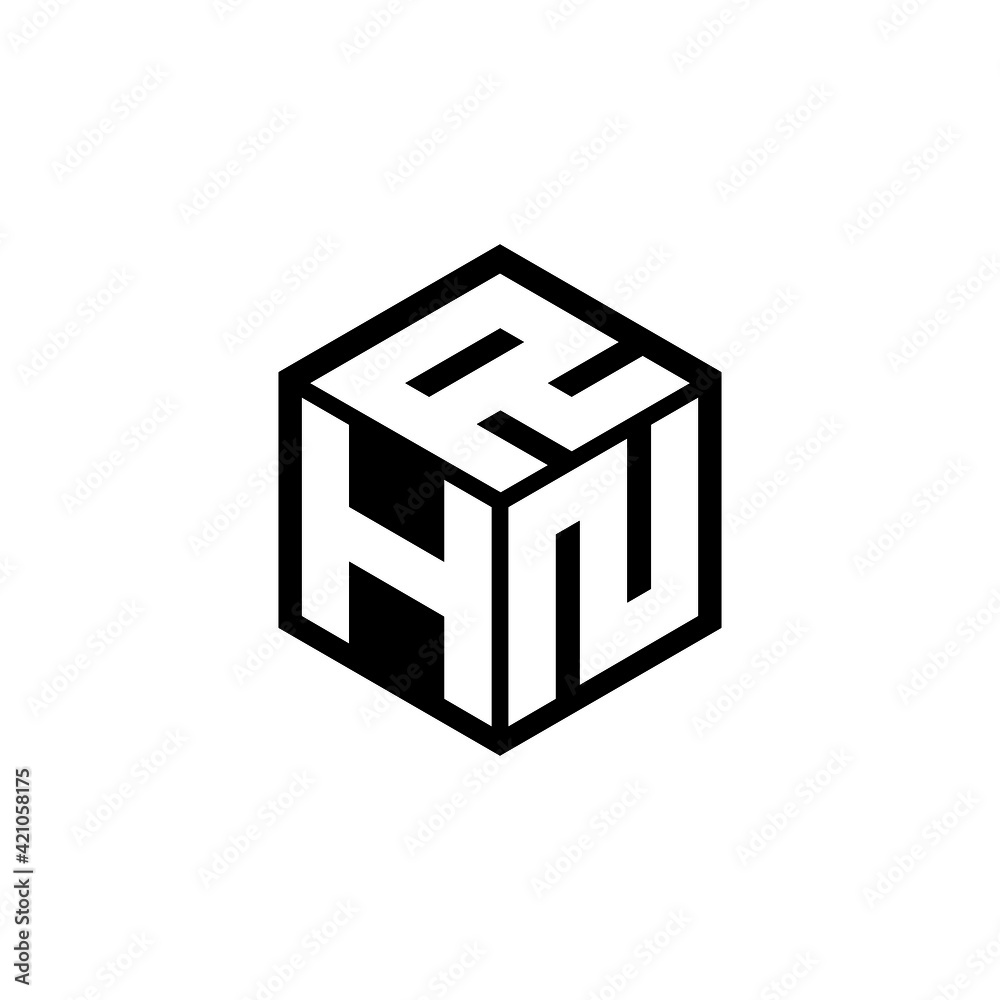 HNR letter logo design with white background in illustrator, cube logo ...