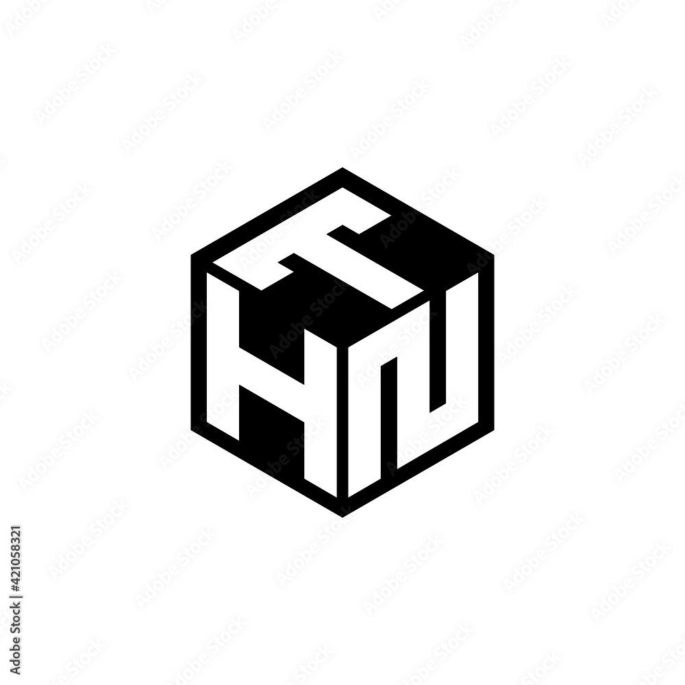 HNT letter logo design with white background in illustrator, cube logo ...