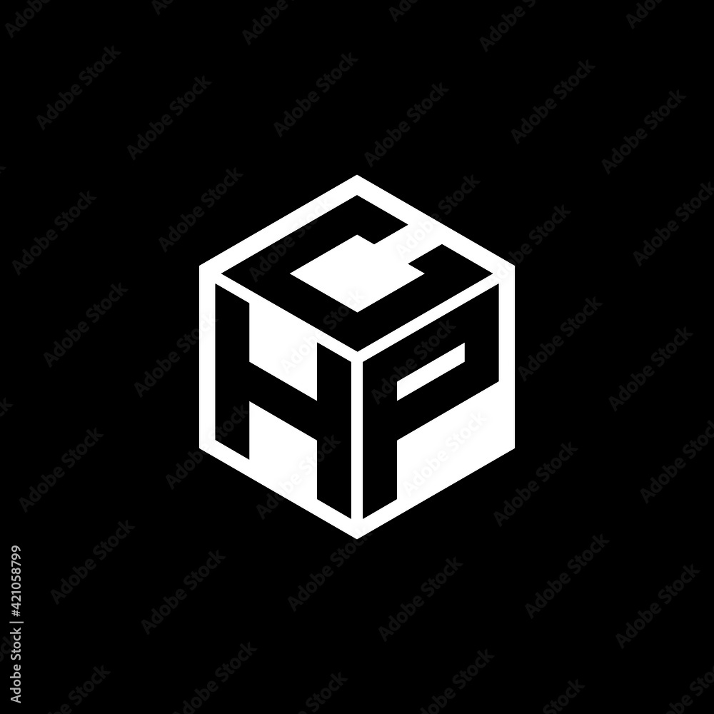HPC letter logo design with black background in illustrator, cube logo ...
