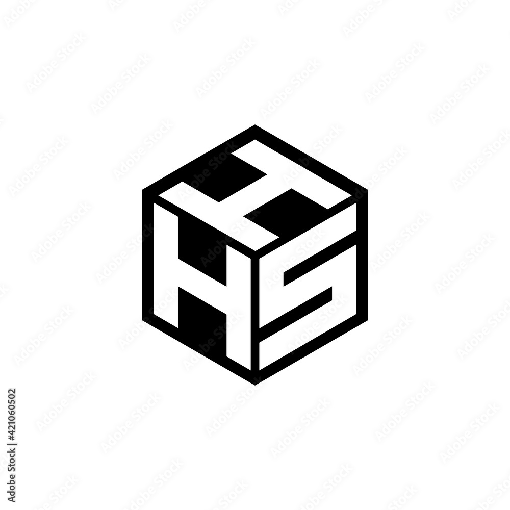HSH letter logo design with white background in illustrator, cube logo ...