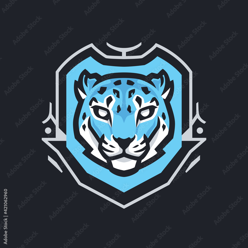 Snow Leopard Mascot Logo. Wild Cat Emblem Vector Template. Stock Vector ...