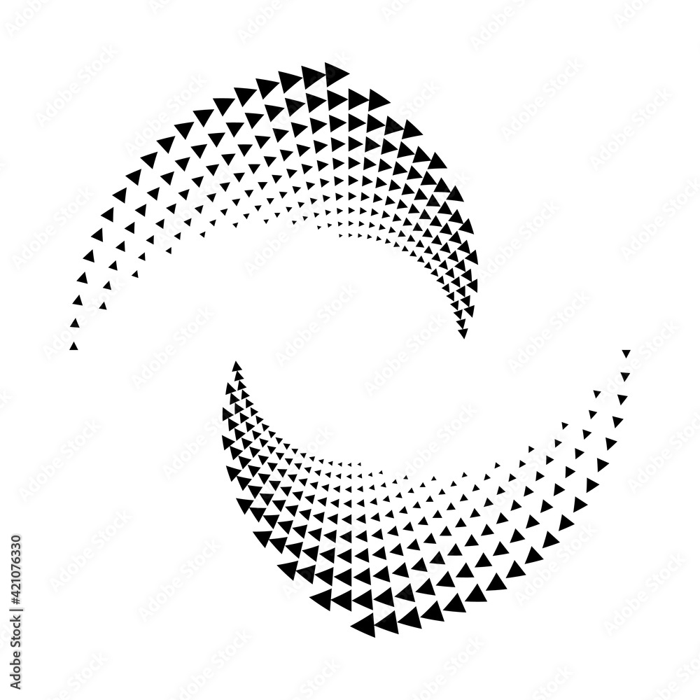 Black abstract tiny arrowhead in rounded form. Halftone dots. Trendy ...