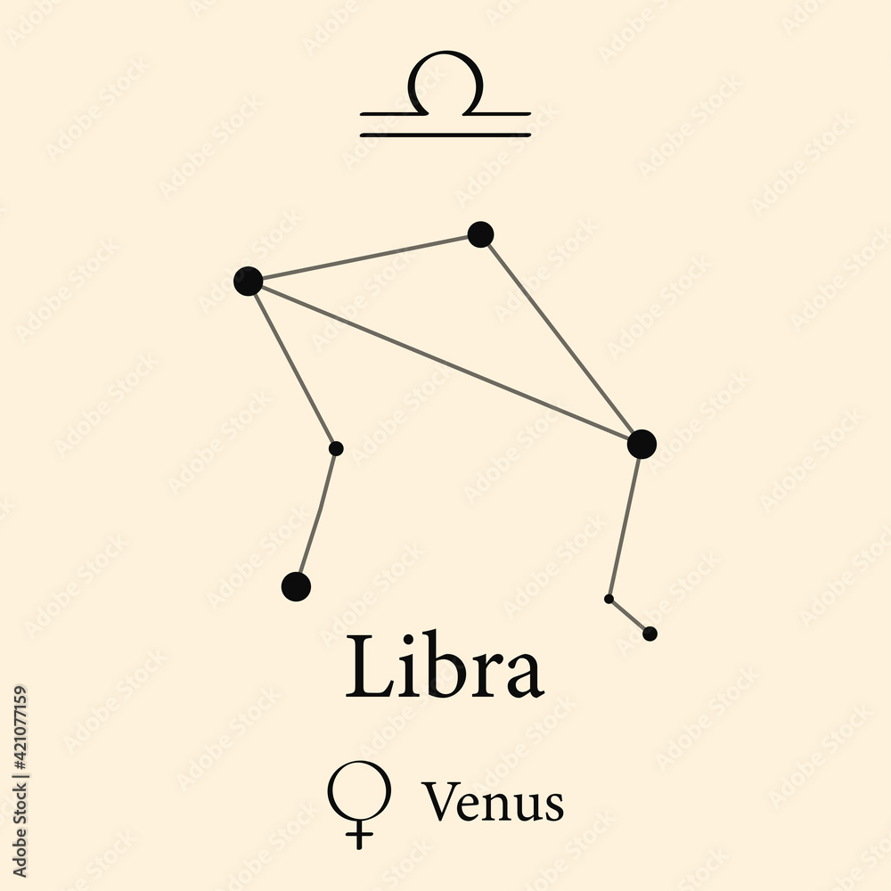 Constellation zodiac sign Libra, astronomical zodiac symbol Libra. Star ...