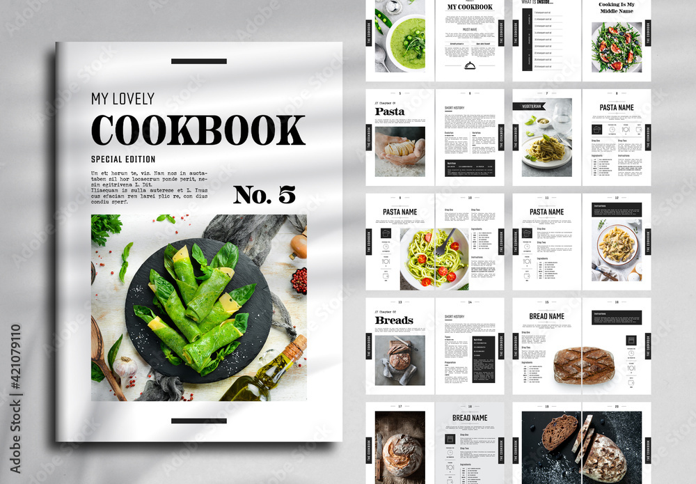 Cookbook Layout Stock Template | Adobe Stock