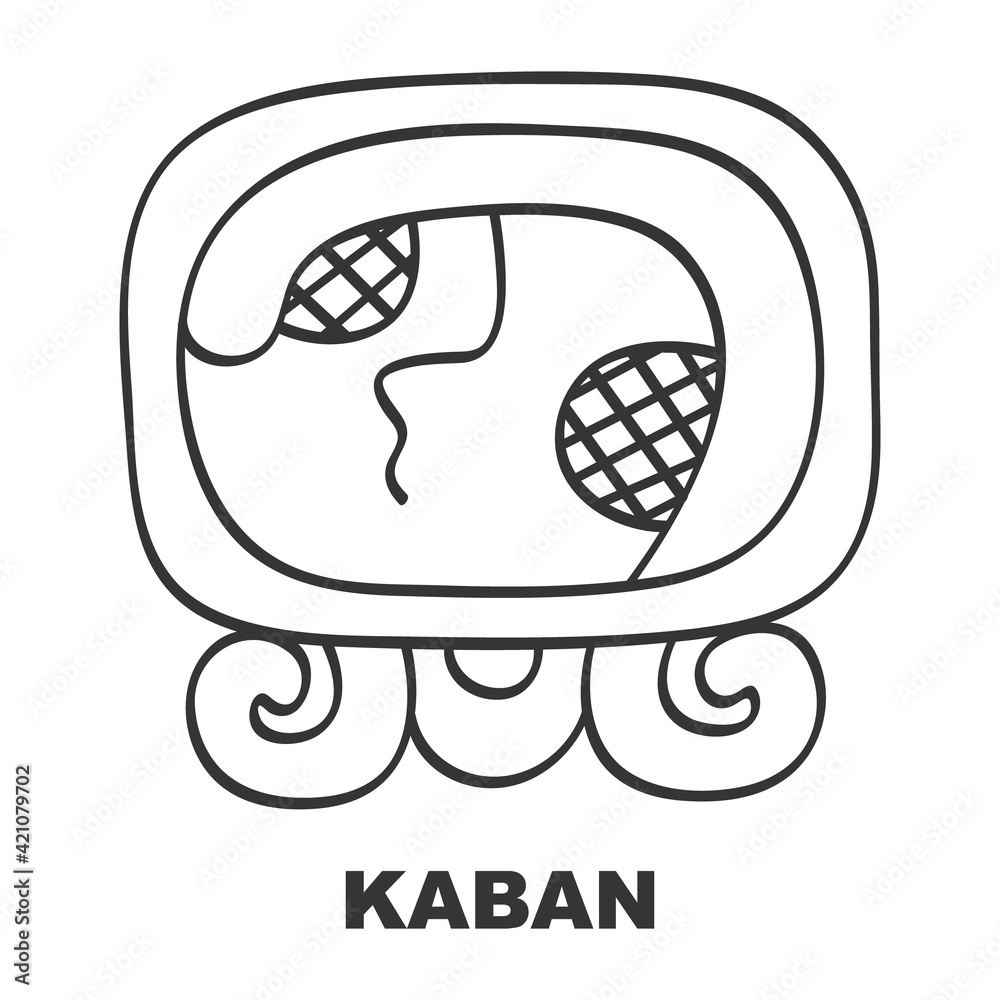 Vector icon with Glyph from Maya calendar Tzolkin. Calendar day symbol ...