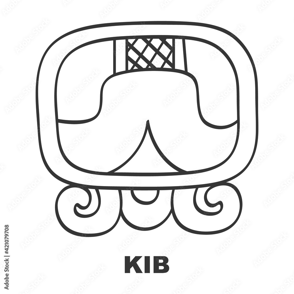 Vector icon with Glyph from Maya calendar Tzolkin. Calendar day symbol ...