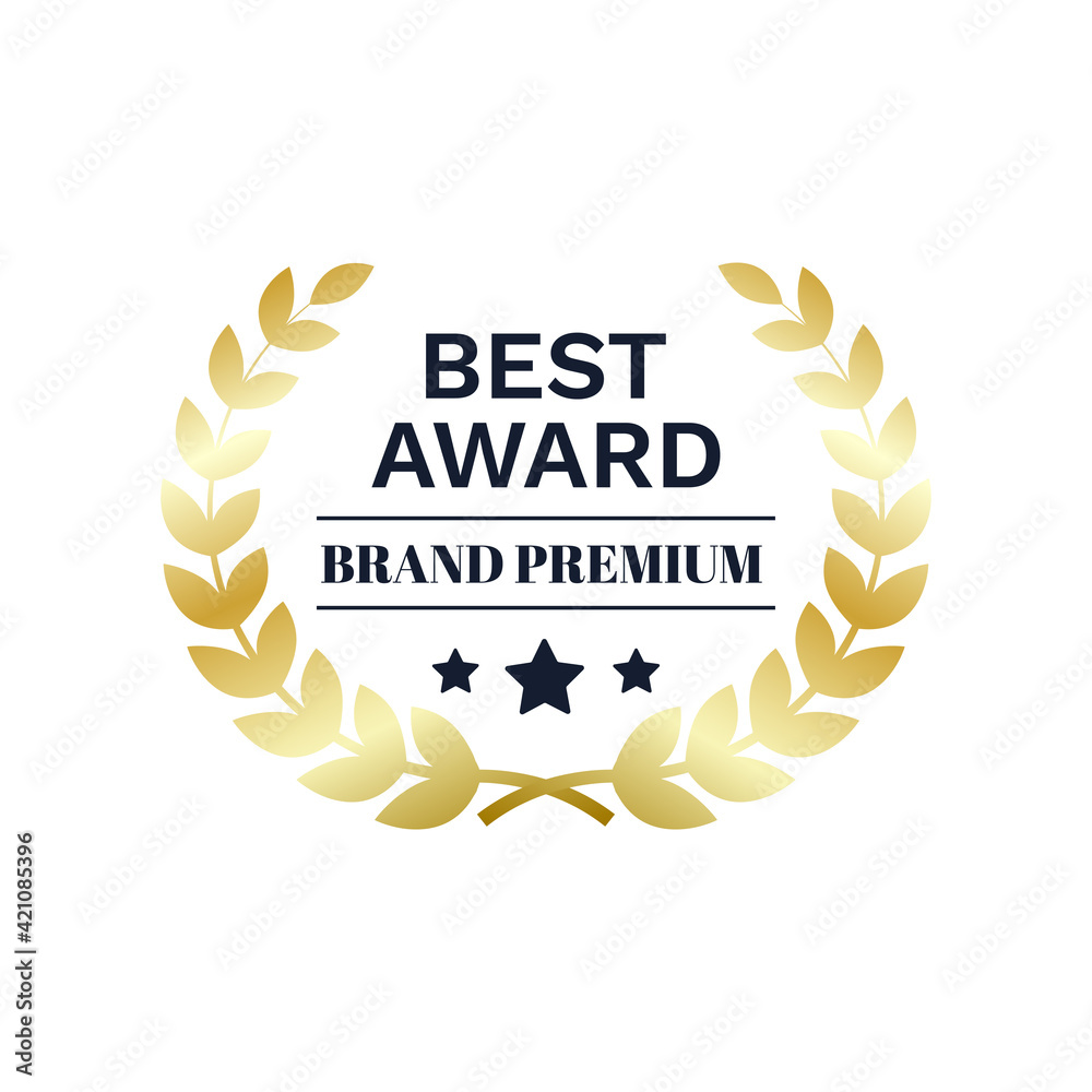 Best Award brand premium gold laurel wreath badge logo design tree star ...