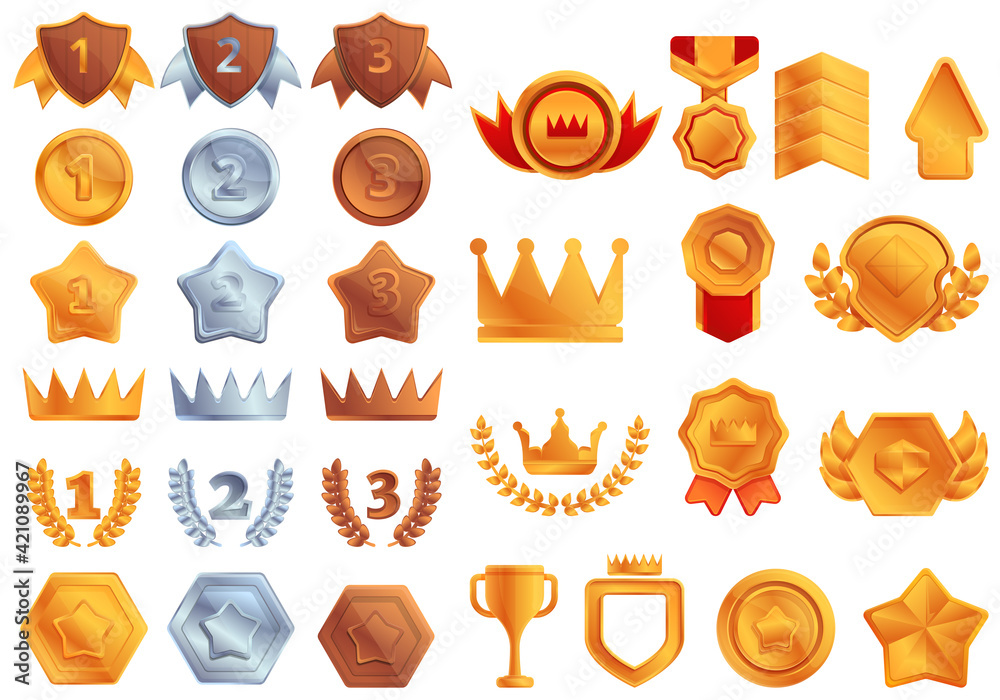 Ranking icons set. Cartoon set of ranking vector icons for web design ...