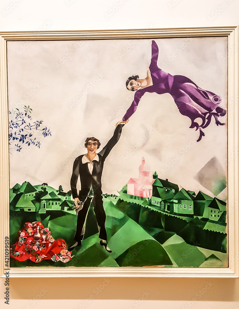 The Walk by Marc Chagall. Benois wing the State Russian museum in St ...