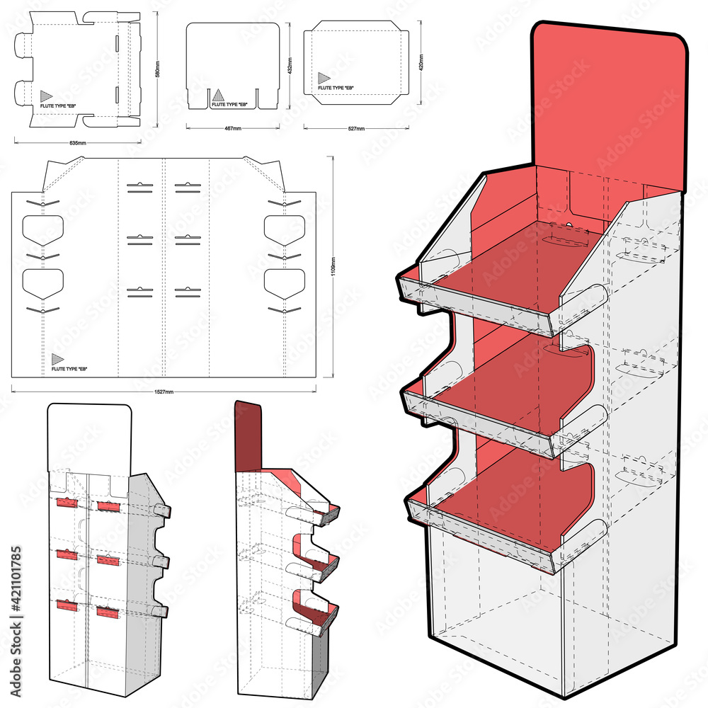 Box for Display Stand and Die-cut Pattern. Stock Vector | Adobe Stock
