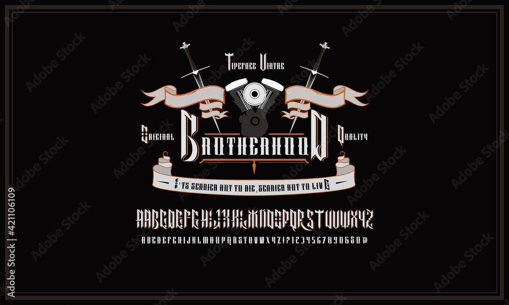 Vintage decorative, gothic font. Lettering design in retro style ...