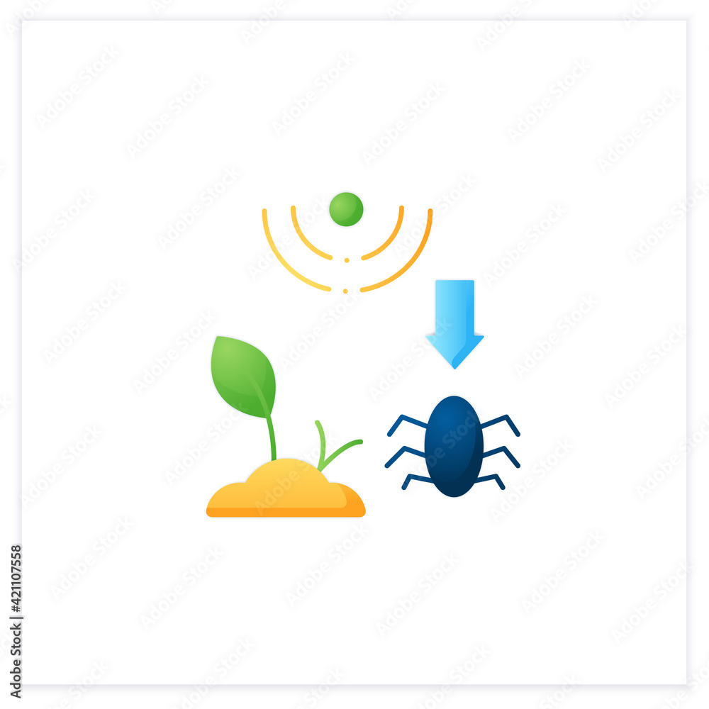 Pests and weeds elimination flat icon. Agriculture machines tasks ...