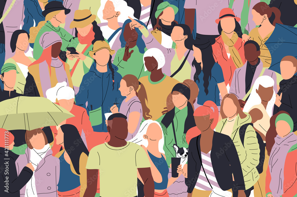 Crowd of different multinational multicultural people. Social diversity ...