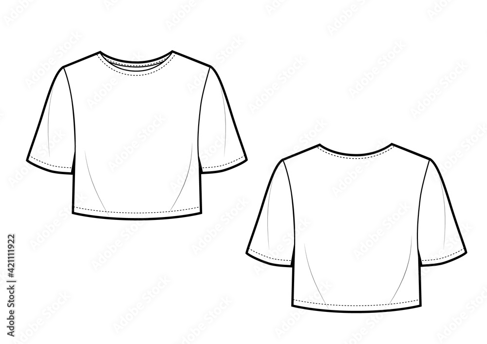 Vector crop basic t shirt. Mock up template Stock Vector | Adobe Stock