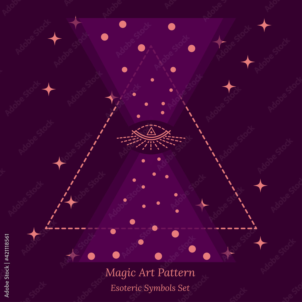 Esoteric symbols of opening of third eye of soul, cosmic hourglass ...