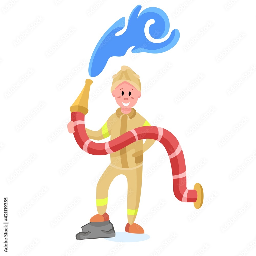 Profession. Vector illustration. Man fireman. Character, Daily work ...