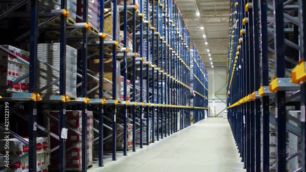 Warehouse, hangar storage racks and shelves industrial logistic ...