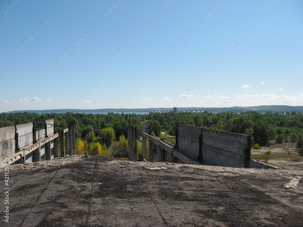 Chyhyryn Nuclear Power Plant. The building of the abandoned Ukra Stock ...