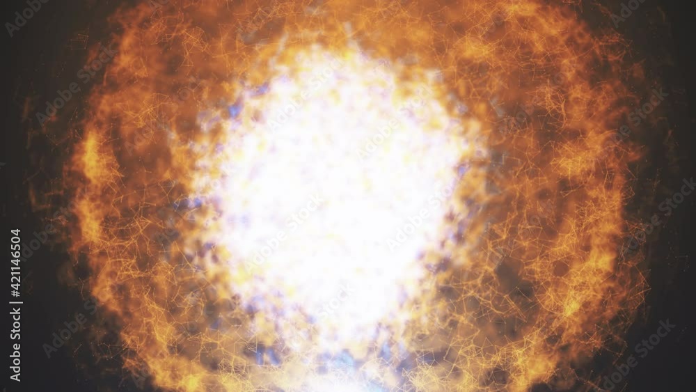 Wired sphere with a cube inside. Golden sphere made of lines and dots ...