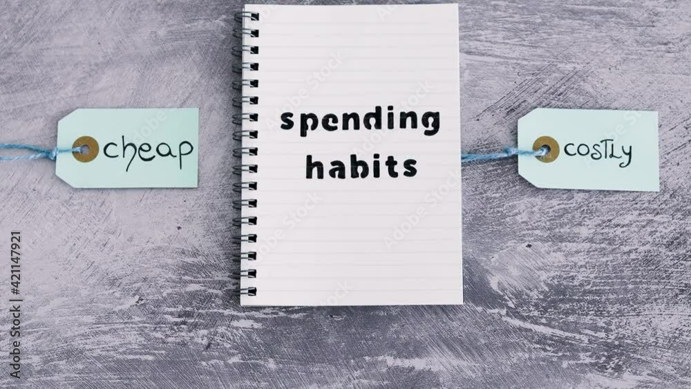 spending habits text on notepad with Cheap vs Costly prioduct price ...